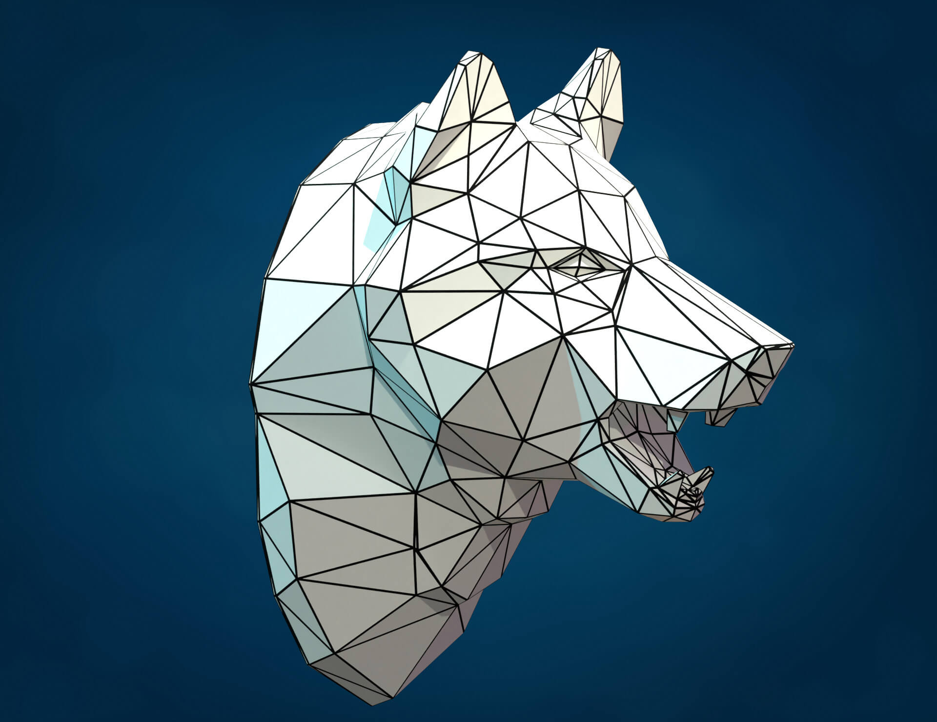Wolf Head Low Poly - 3D Model by Skazok