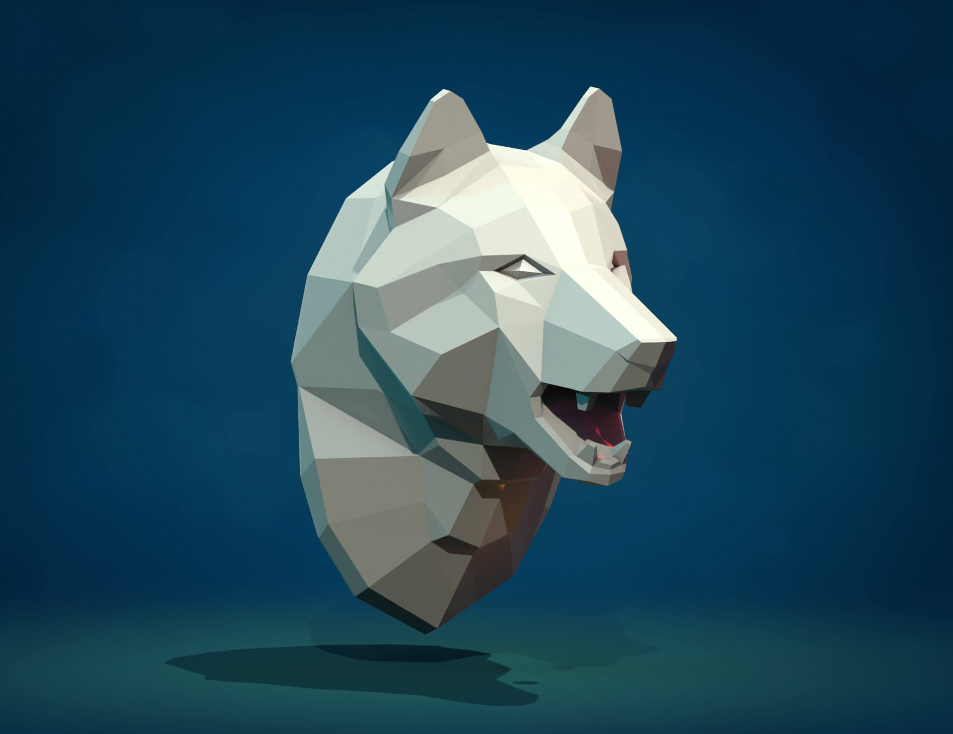 Wolf Head Low Poly - 3D Model by Skazok