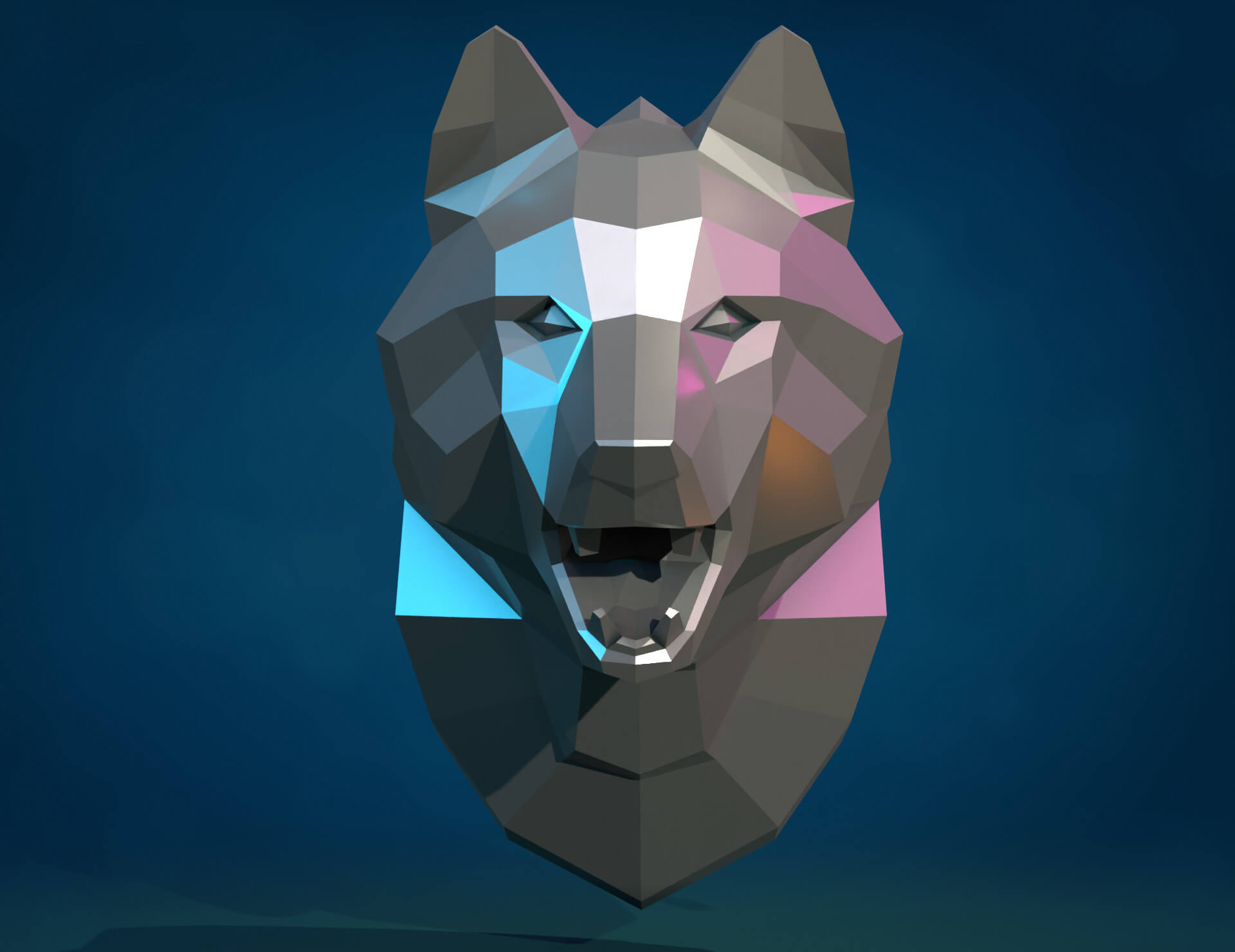 Wolf Head Low Poly - 3D Model by Skazok