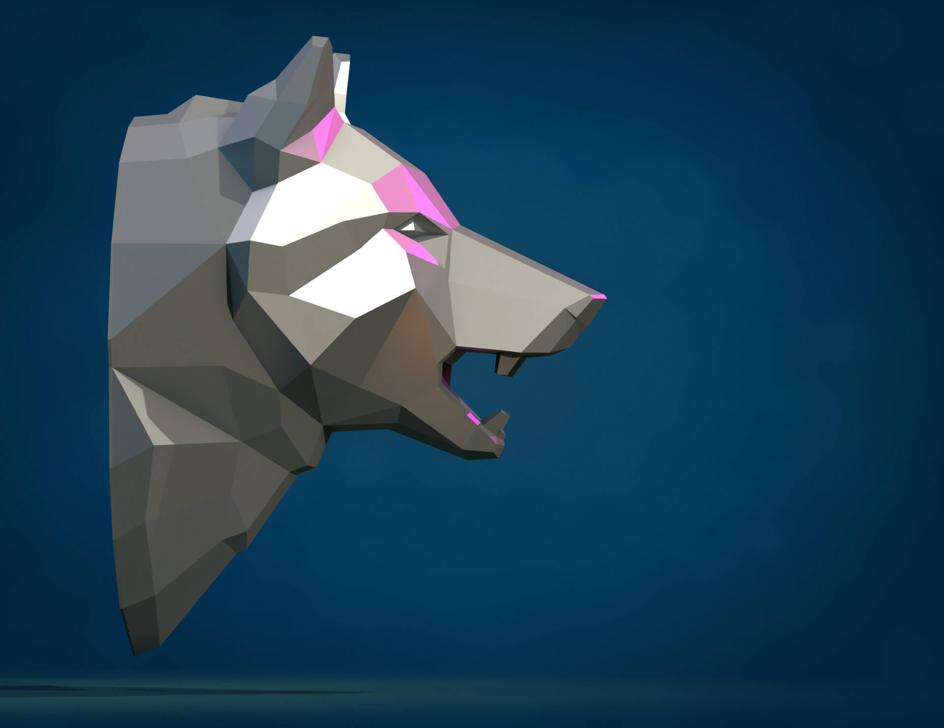 Wolf Head Low Poly - 3D Model by Skazok