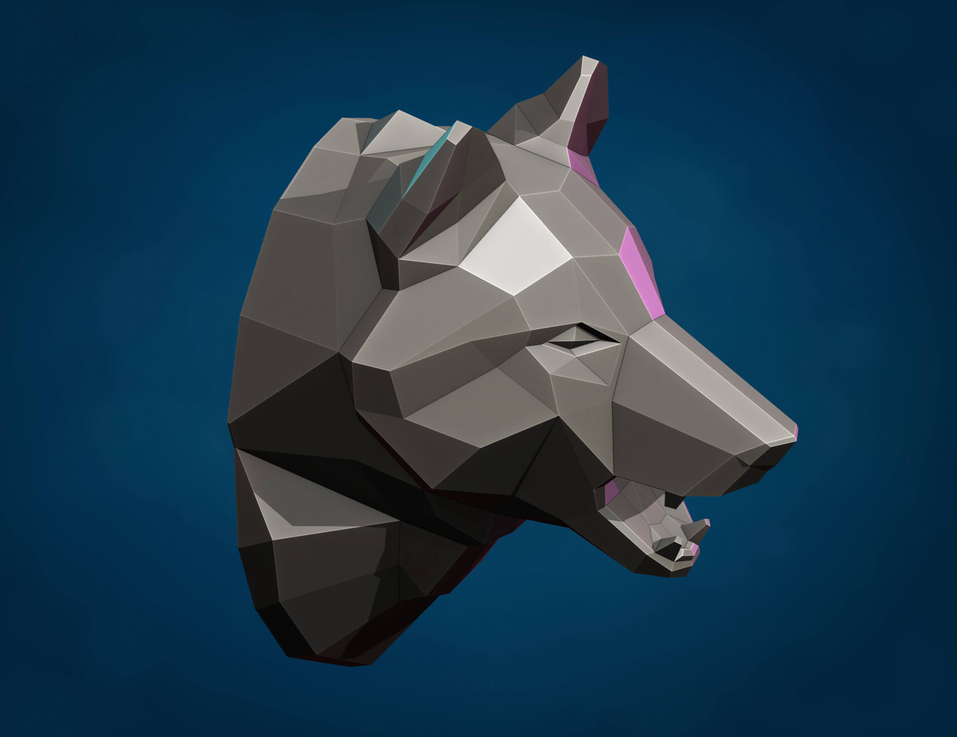 Wolf Head Low Poly - 3D Model by Skazok