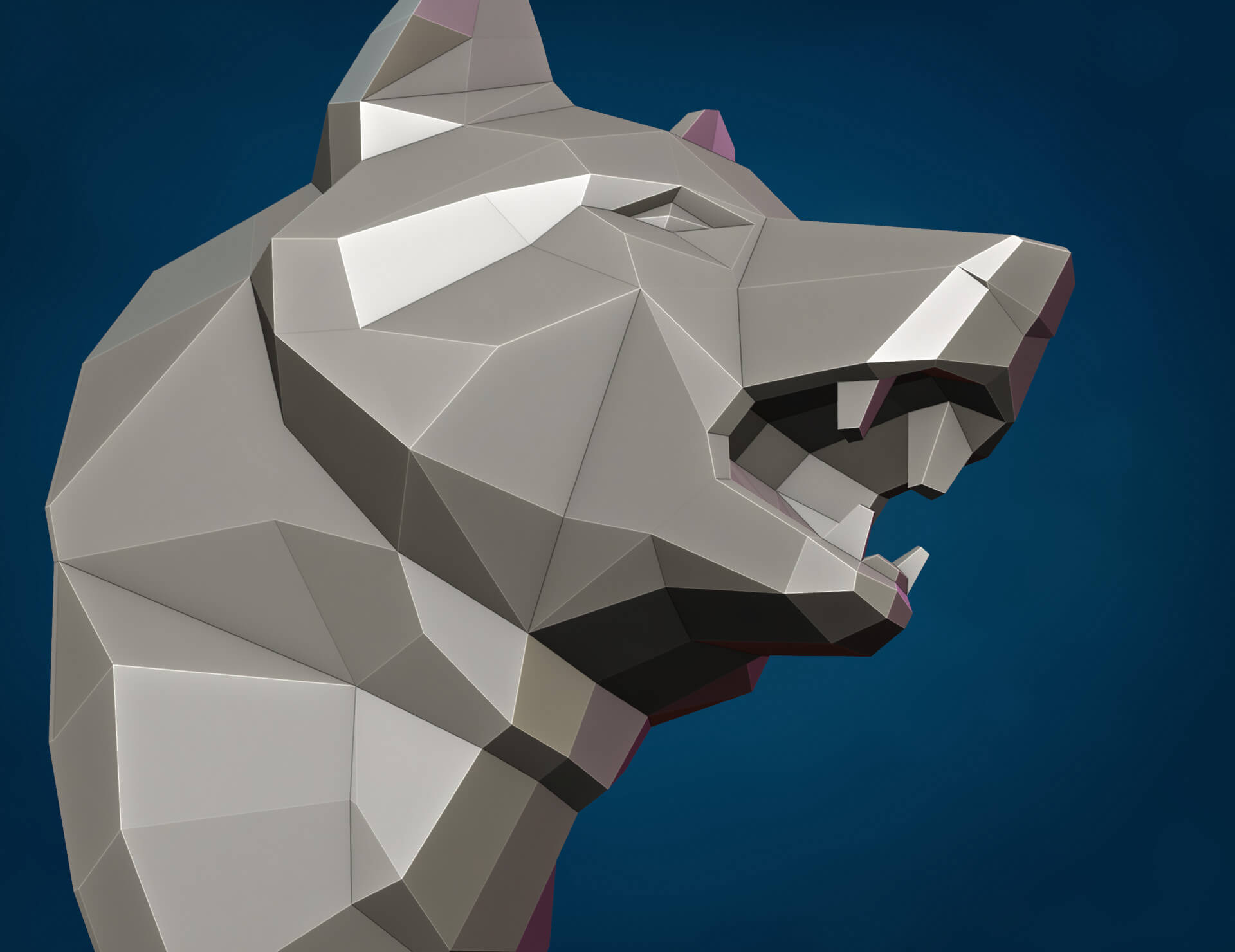 Wolf Head Low Poly - 3D Model by Skazok