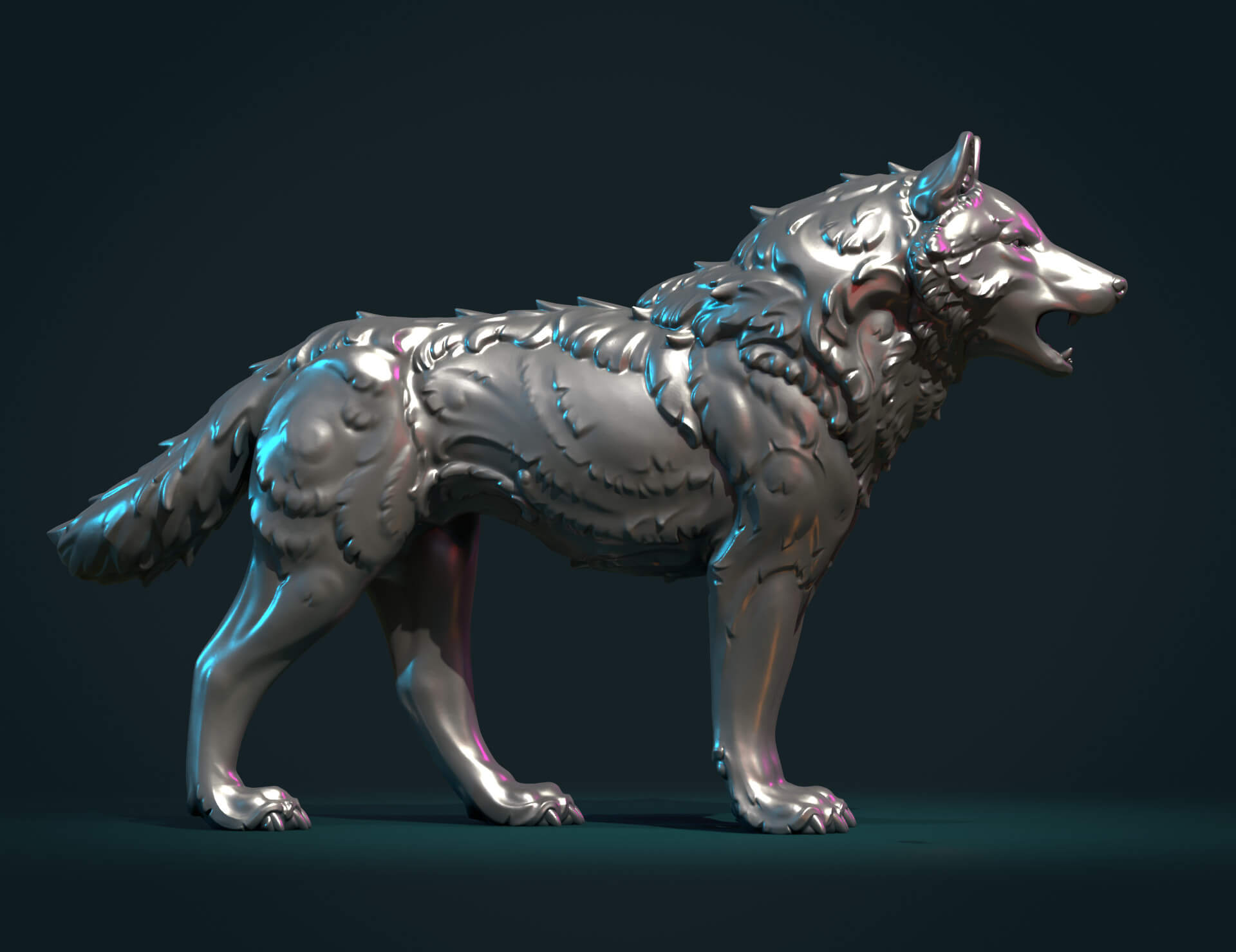 Wolf Sculpture - 3D Print Model by Skazok