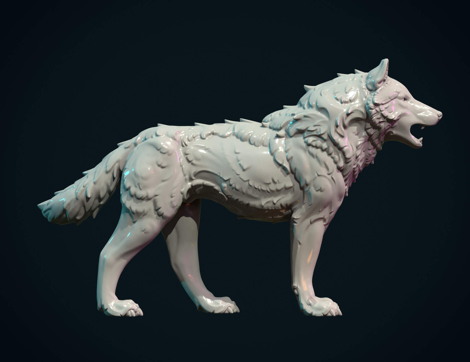 Wolf Sculpture - 3D Model by Skazok