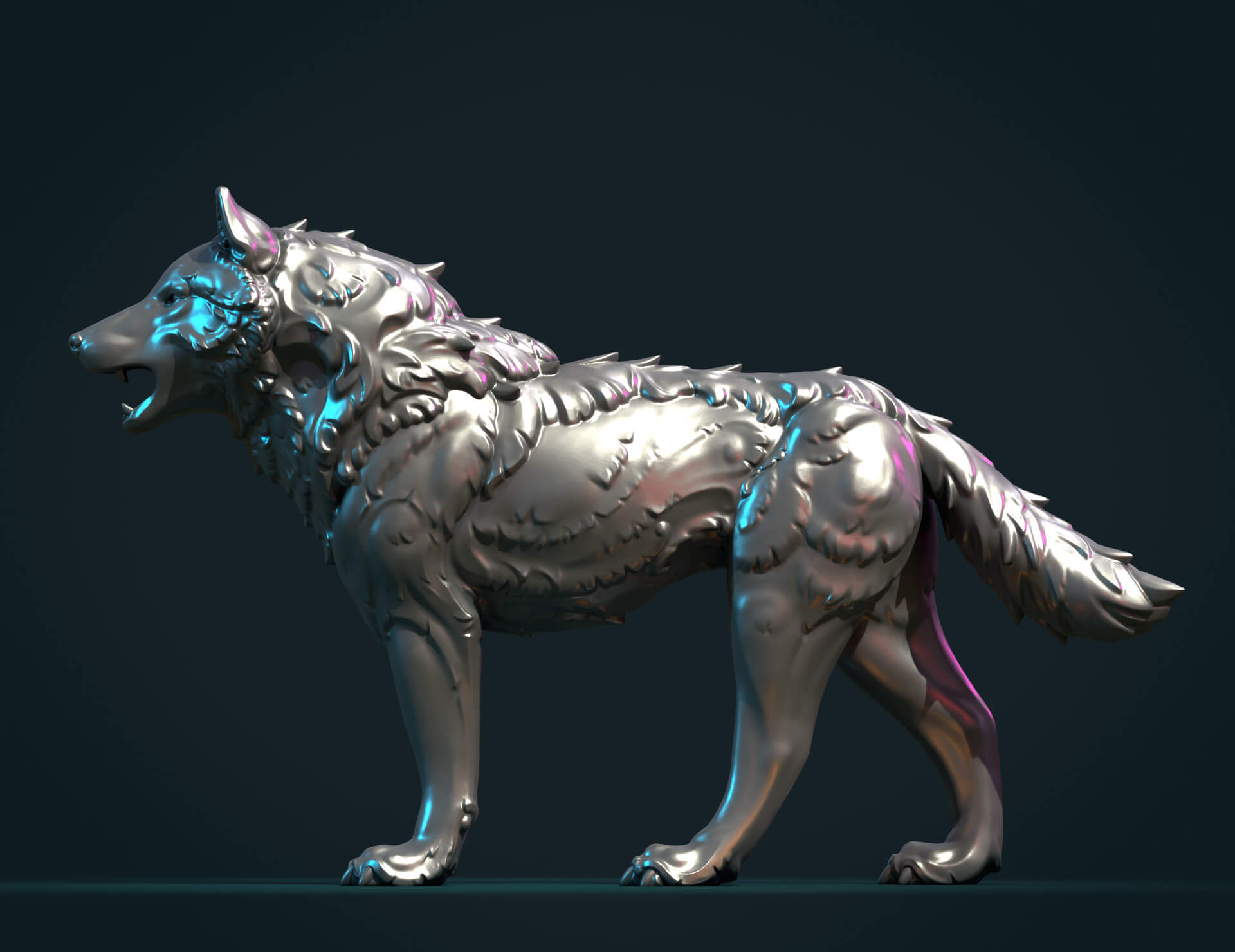Wolf Sculpture - 3D Print Model by Skazok
