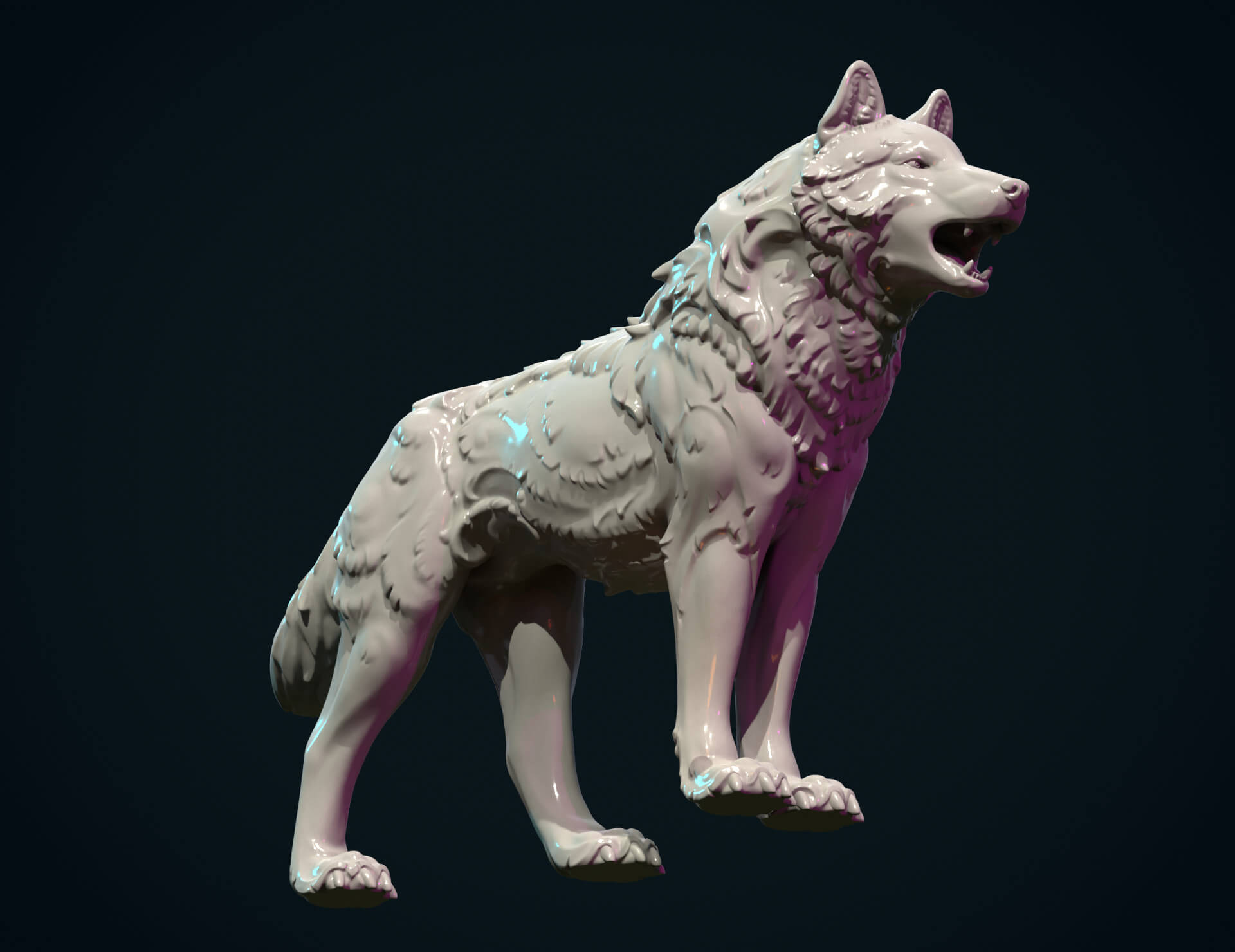 Wolf Sculpture - 3D Model by Skazok