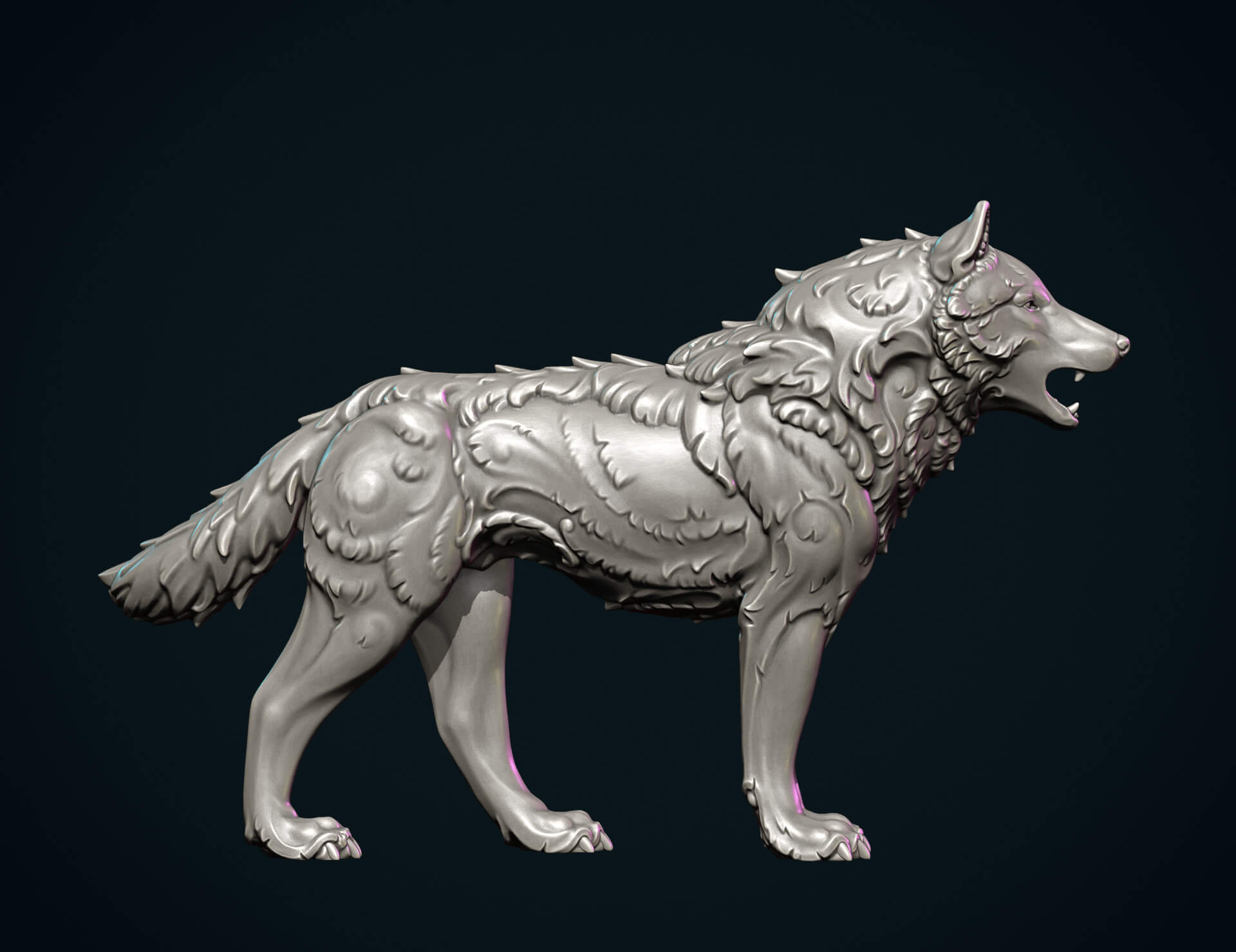 Wolf Sculpture - 3D Model by Skazok