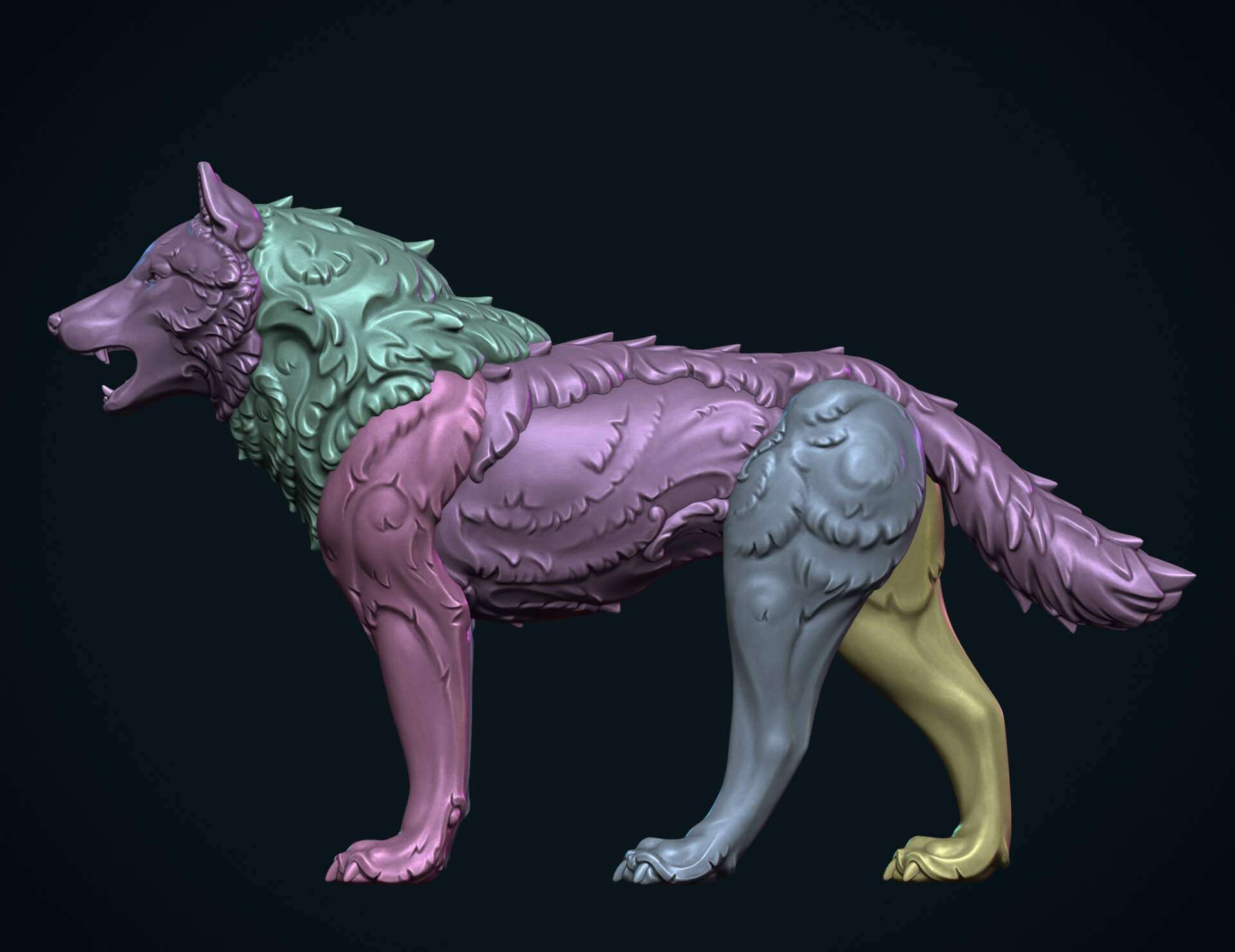 Wolf Sculpture - 3D Model by Skazok