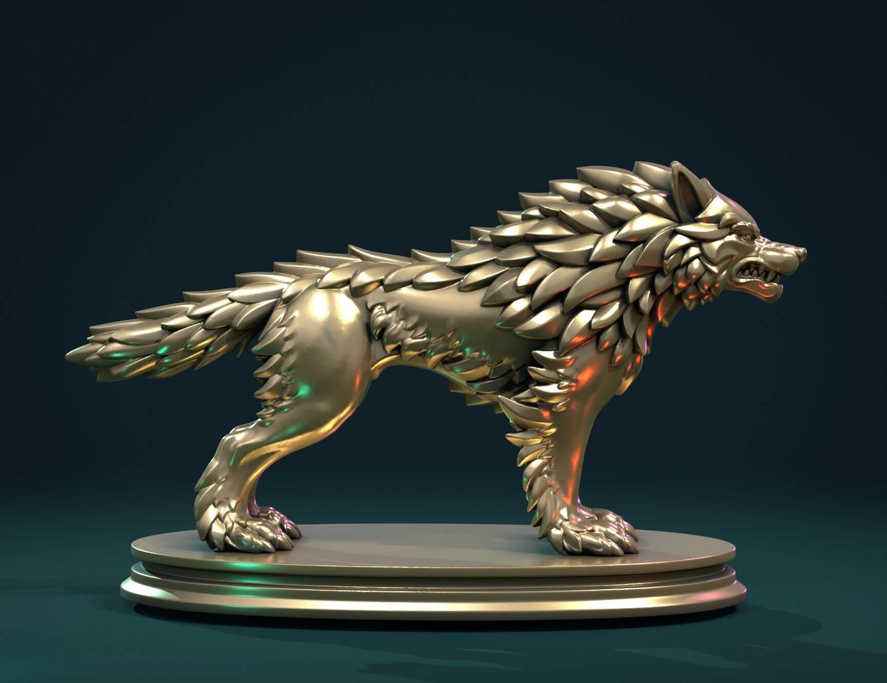 Wolf Sculpture - 3D Model by Skazok