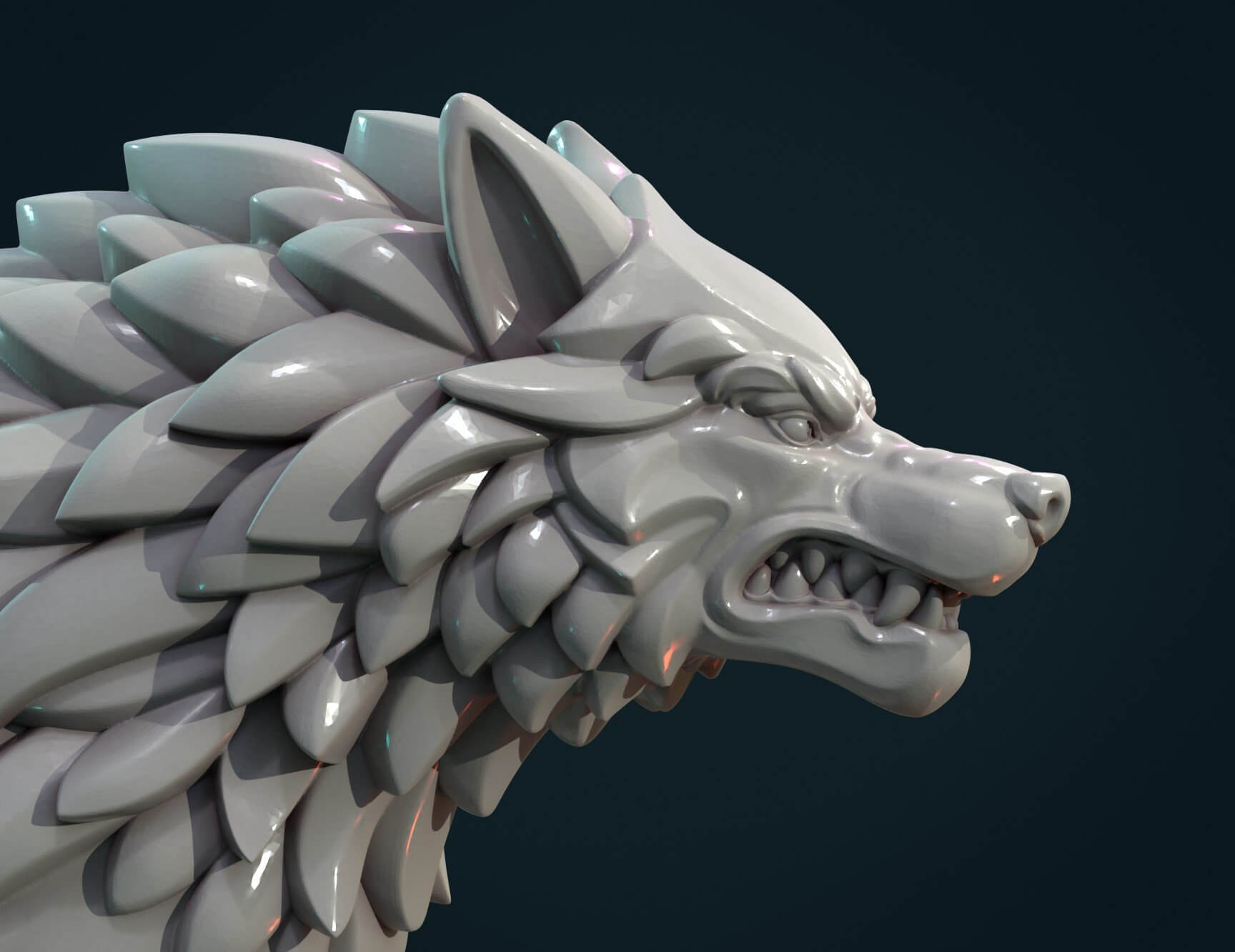 Wolf Sculpture - 3D Model by Skazok