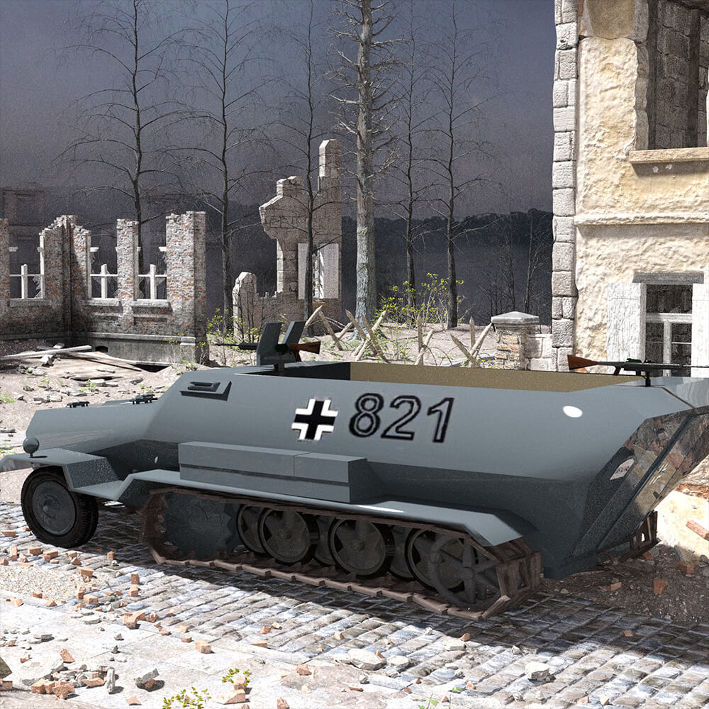 Sdkfz 251 WW2 German Half Track - Daz Content by skiblack732
