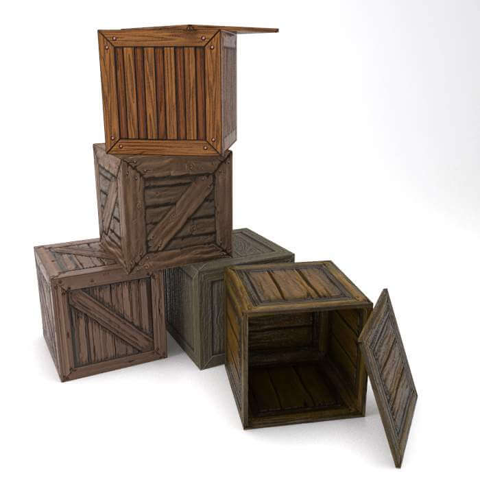 Boxes with 2D Textures (5 Types) - 3D Model by SkifX