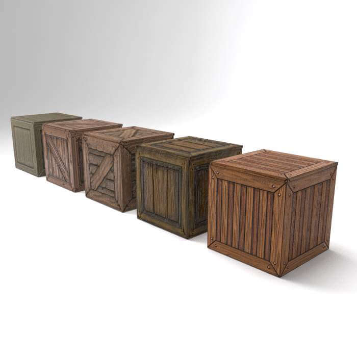 Boxes with 2D Textures (5 Types) - 3D Model by SkifX