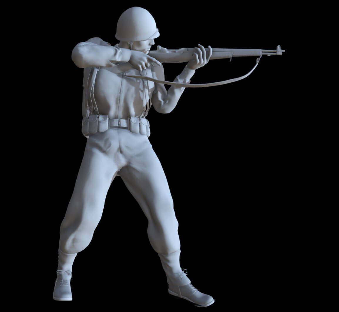 US Soldier WW2 Printable - 3D Model by SkifX