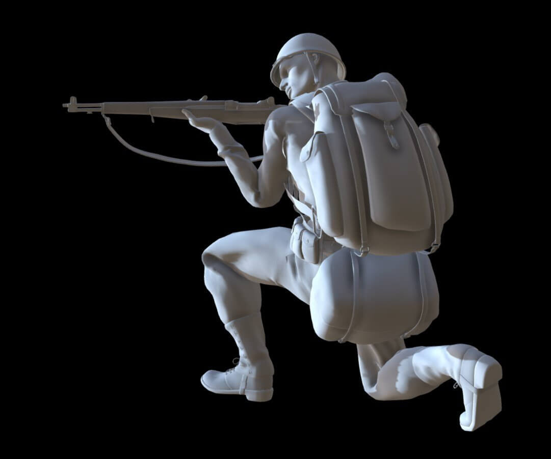 US Soldier WW2 Printable - 3D Model by SkifX