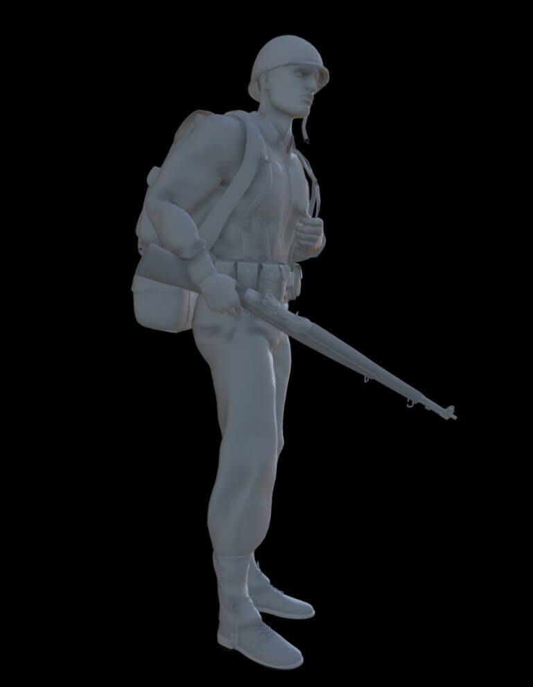 US Soldier WW2 Printable - 3D Model by SkifX