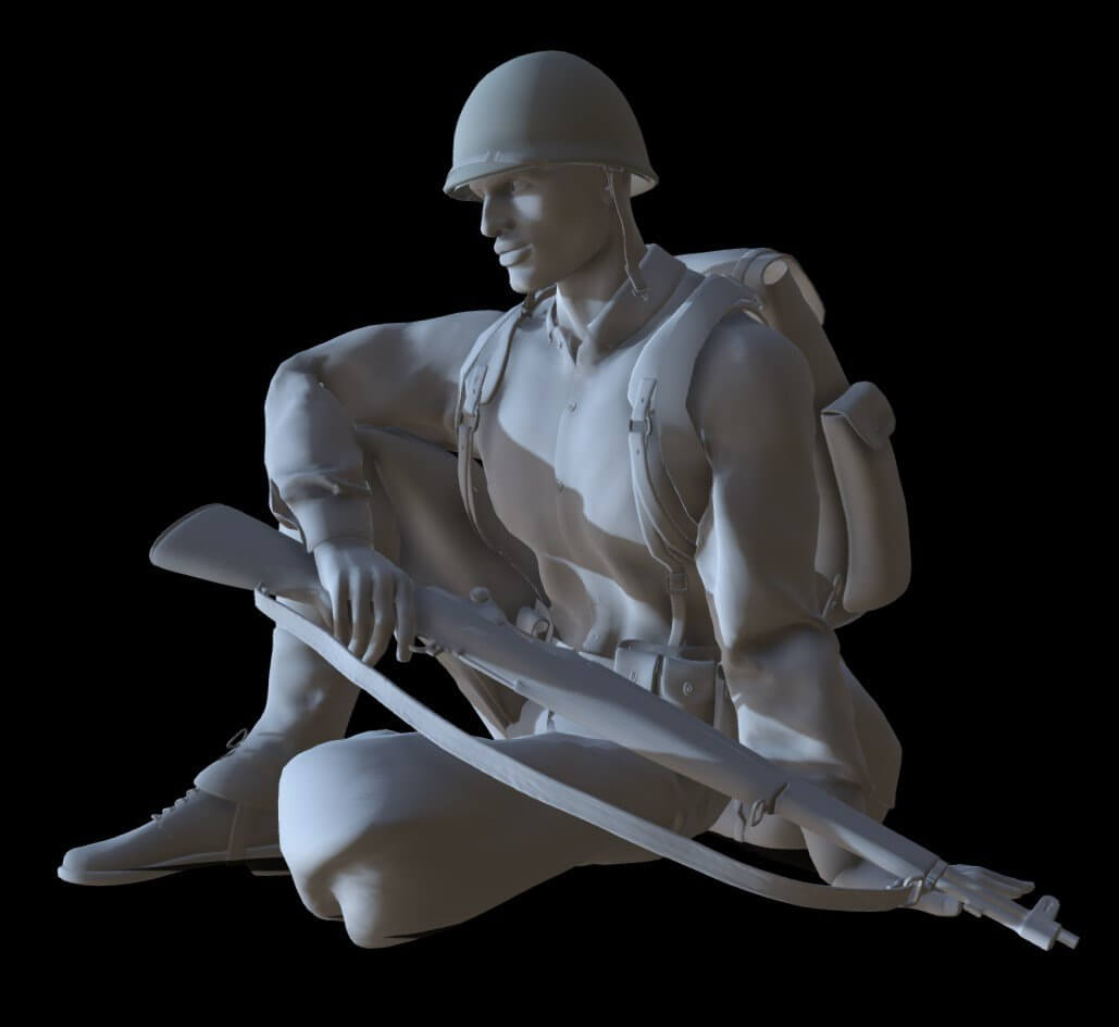 US Soldier WW2 Printable - 3D Model by SkifX