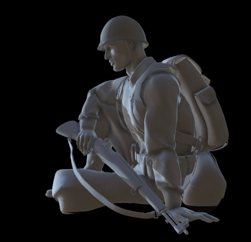 US Soldier WW2 Printable - 3D Model by SkifX