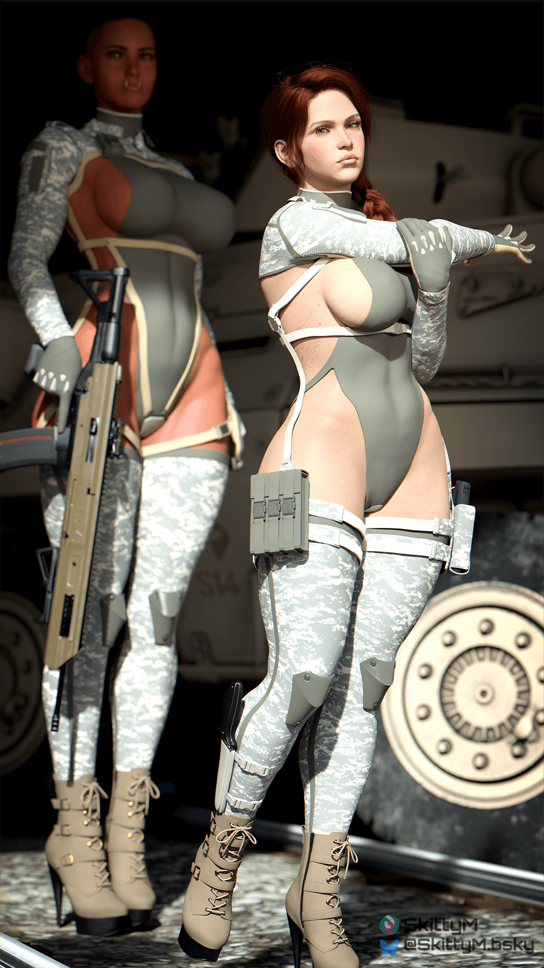 Marian Iris - Combat Ready 3D Render, Digital Art by SkittyM