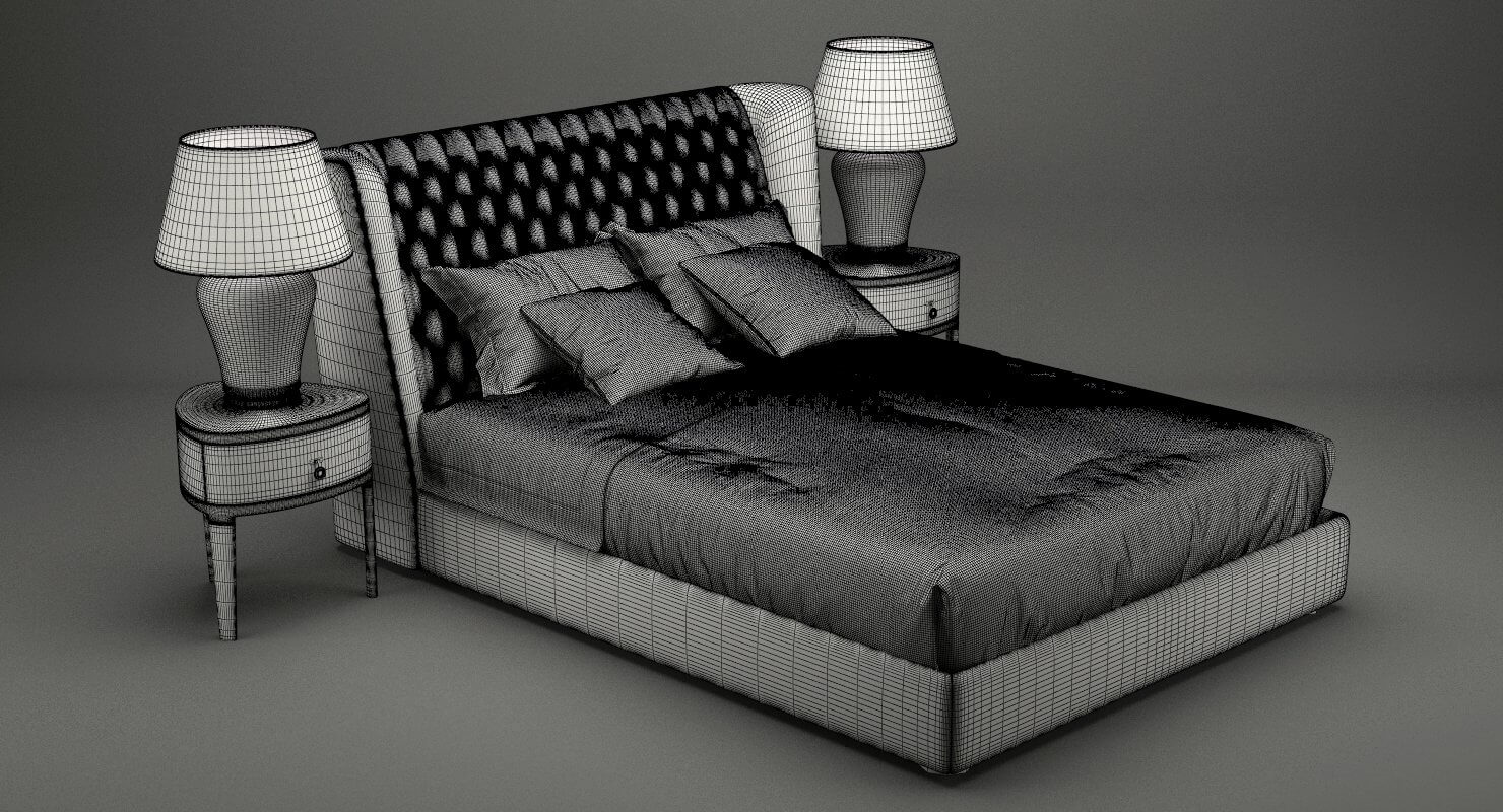 Bed 003 - 3D Model by sky3dstudios