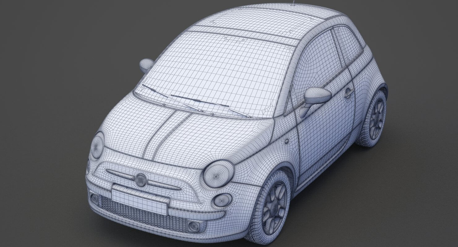 Fiat 500 with HQ Interior - 3D Model by sky3dstudios69