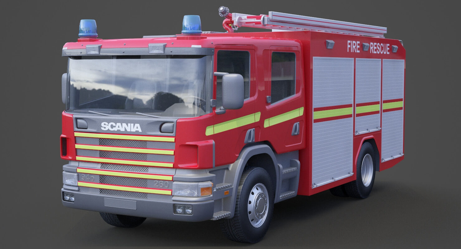 Fire Truck 001 - 3D Model by sky3dstudios69