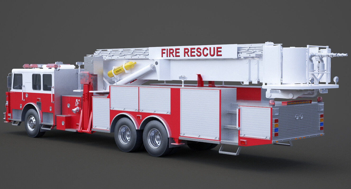 Fire Truck 002 - 3D Model by sky3dstudios69