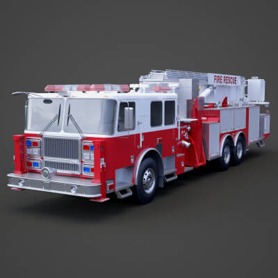Fire Truck 002 - 3D Model by sky3dstudios69