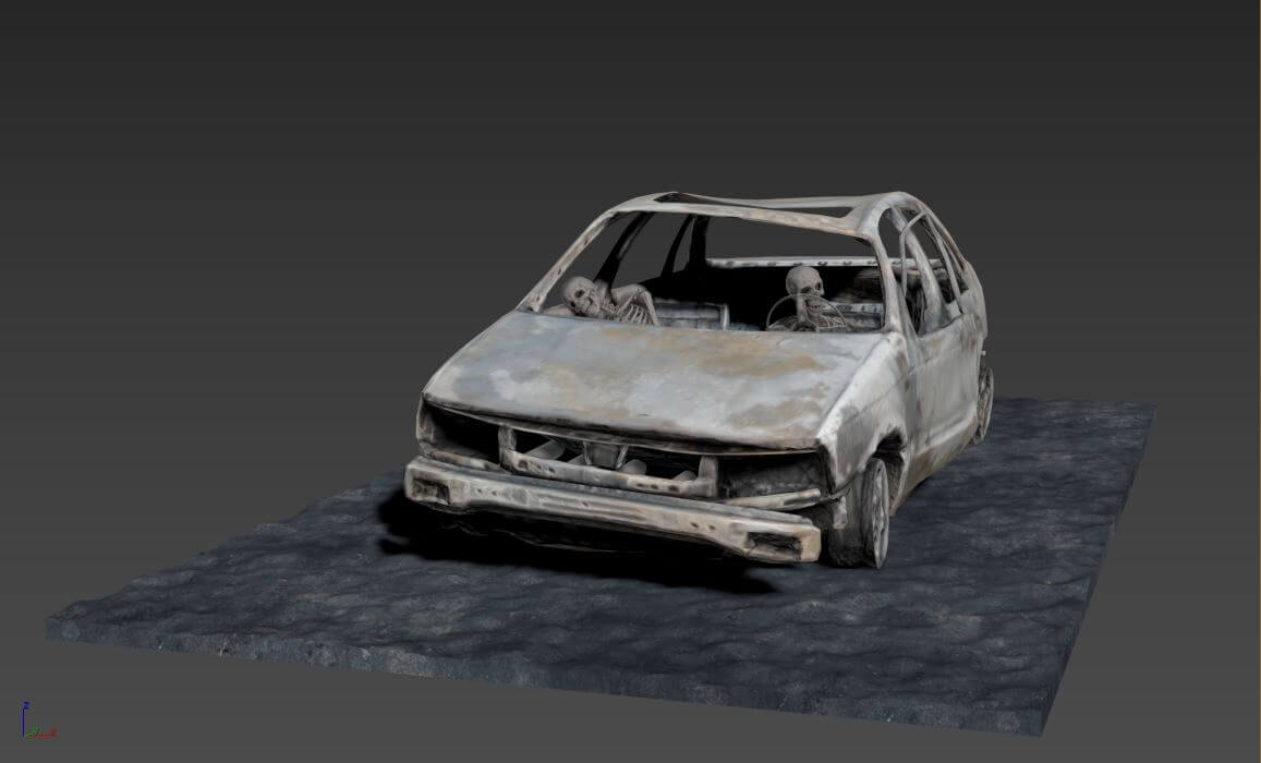 Burnt Down Car #1 Terminator 2 Judgment Day - 3D Model by SKYNET-2029