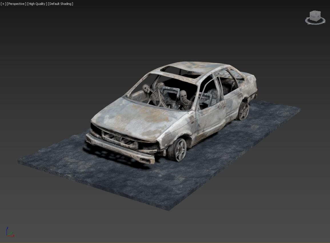 Burnt Down Car #1 Terminator 2 Judgment Day - 3D Model by SKYNET-2029