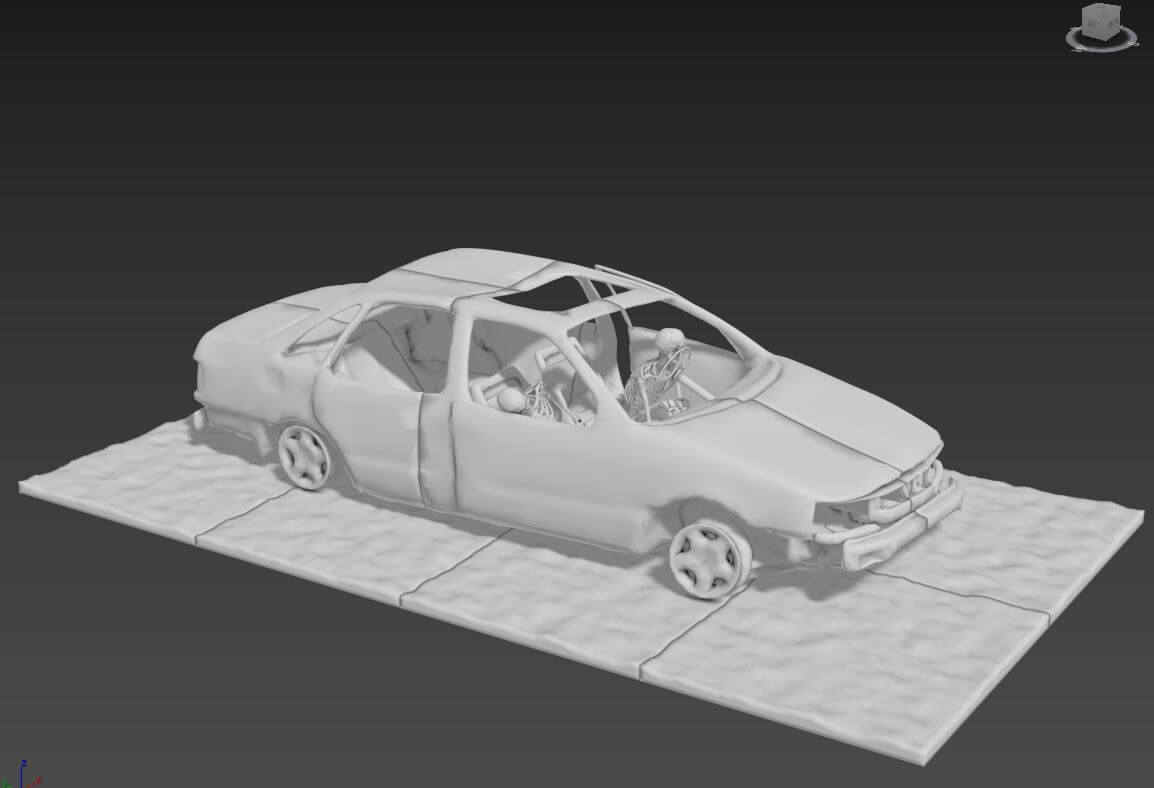 Burnt Down Car #1 Terminator 2 Judgment Day - 3D Print Model by SKYNET-2029
