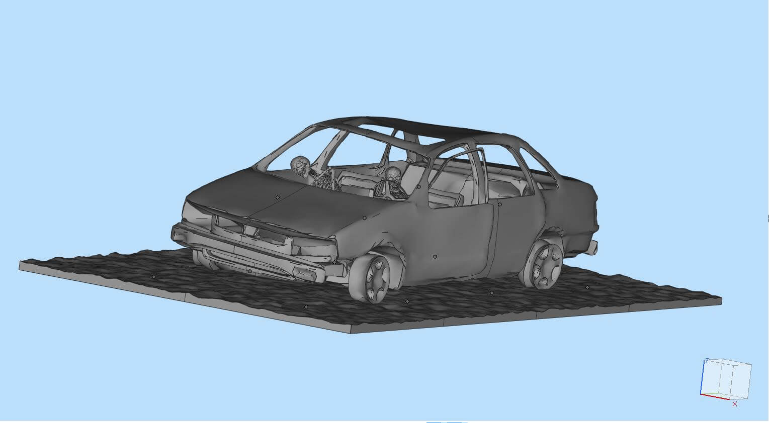 Burnt Down Car #1 Terminator 2 Judgment Day - 3D Print Model by SKYNET-2029