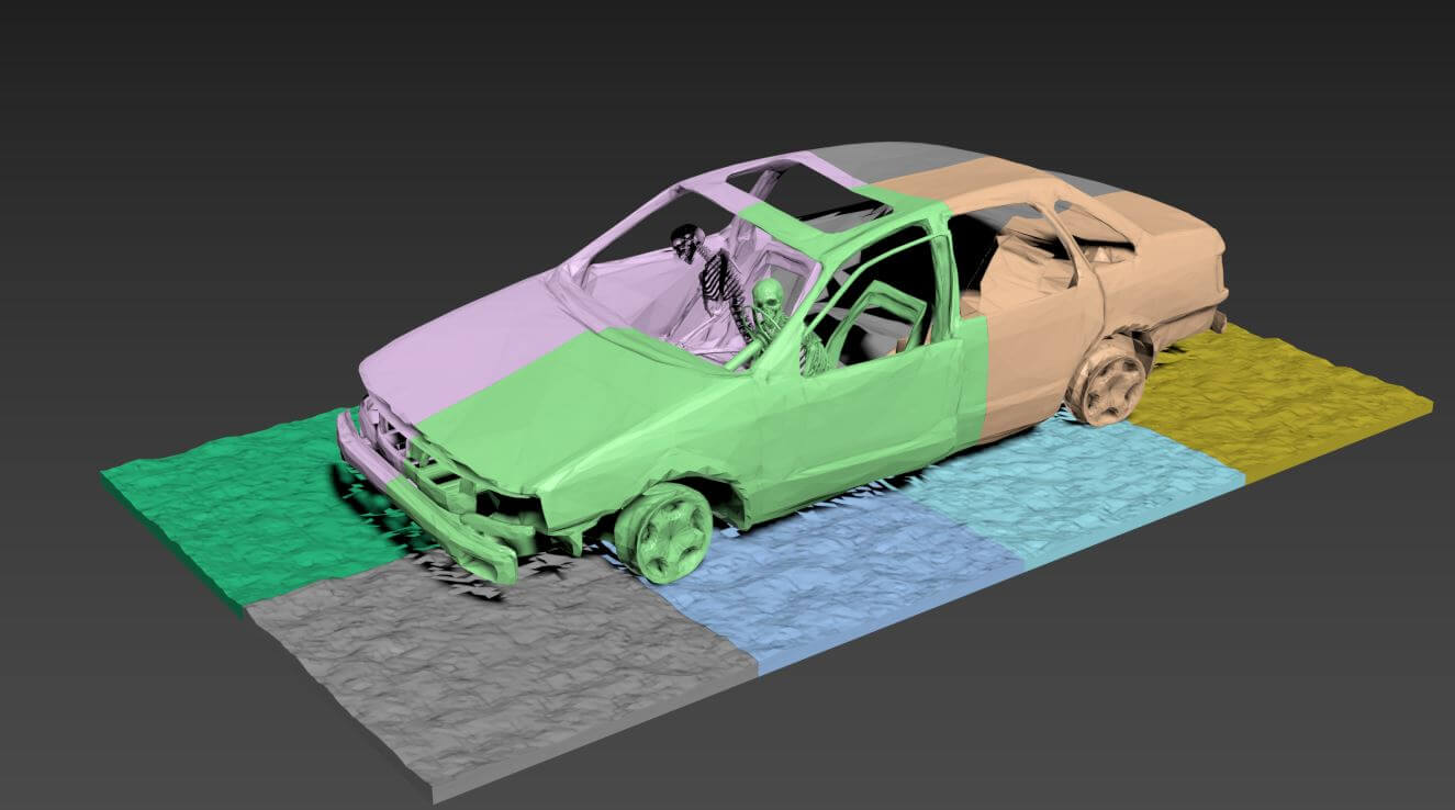 Burnt Down Car #1 Terminator 2 Judgment Day - 3D Model by SKYNET-2029