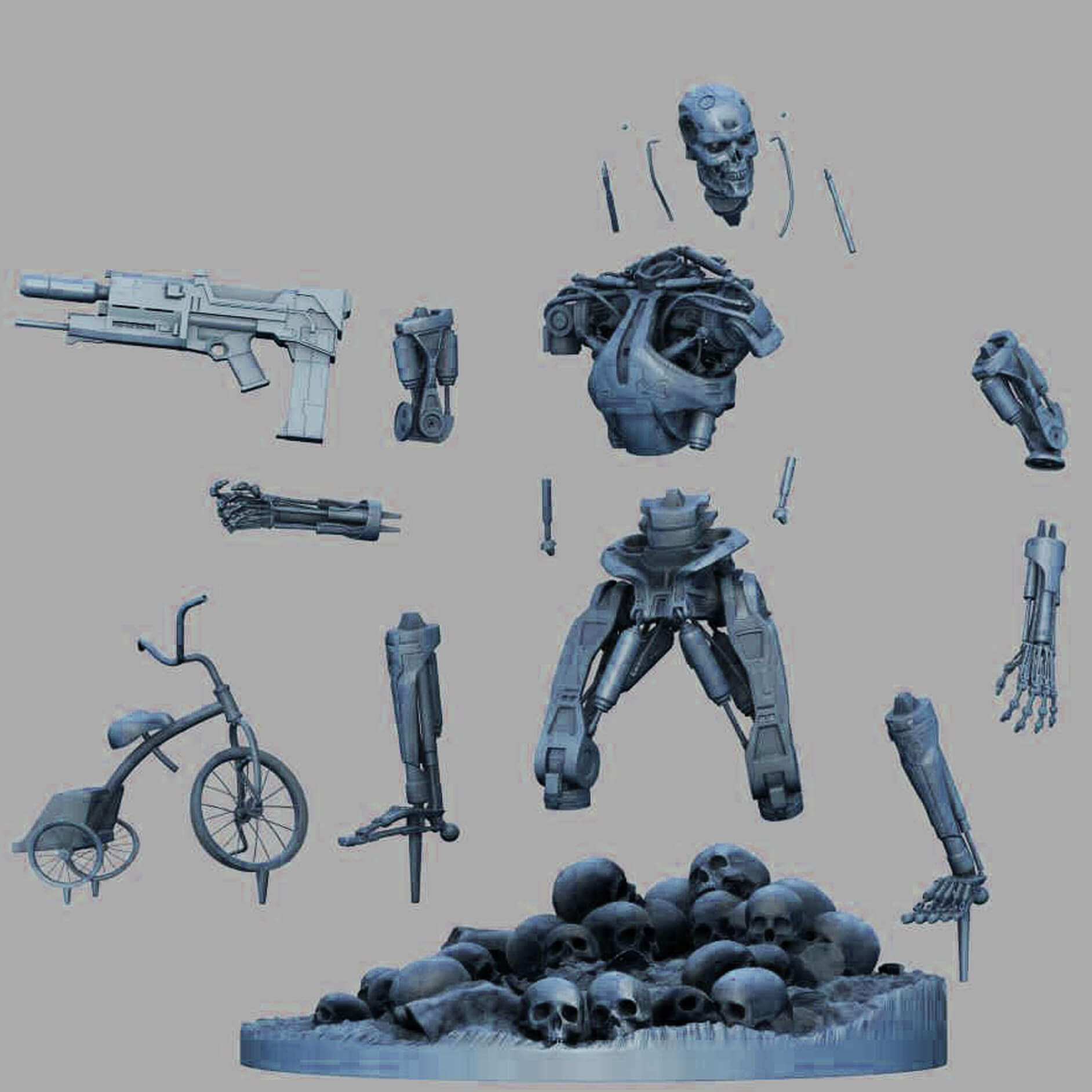 Terminator T-800 Endoskeleton Rekvizit T2 V2 High Detal 3D Model by ...