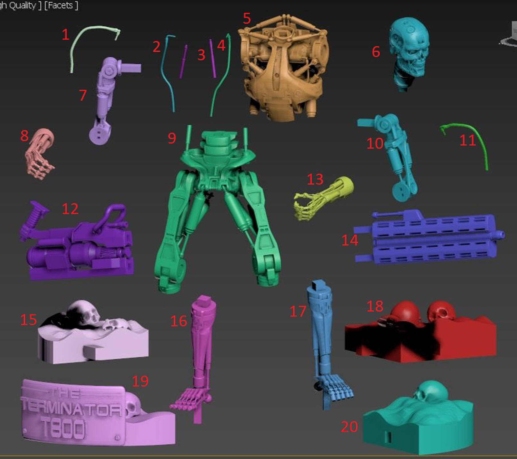 The Terminator T-800 3D Model by SKYNET-2029
