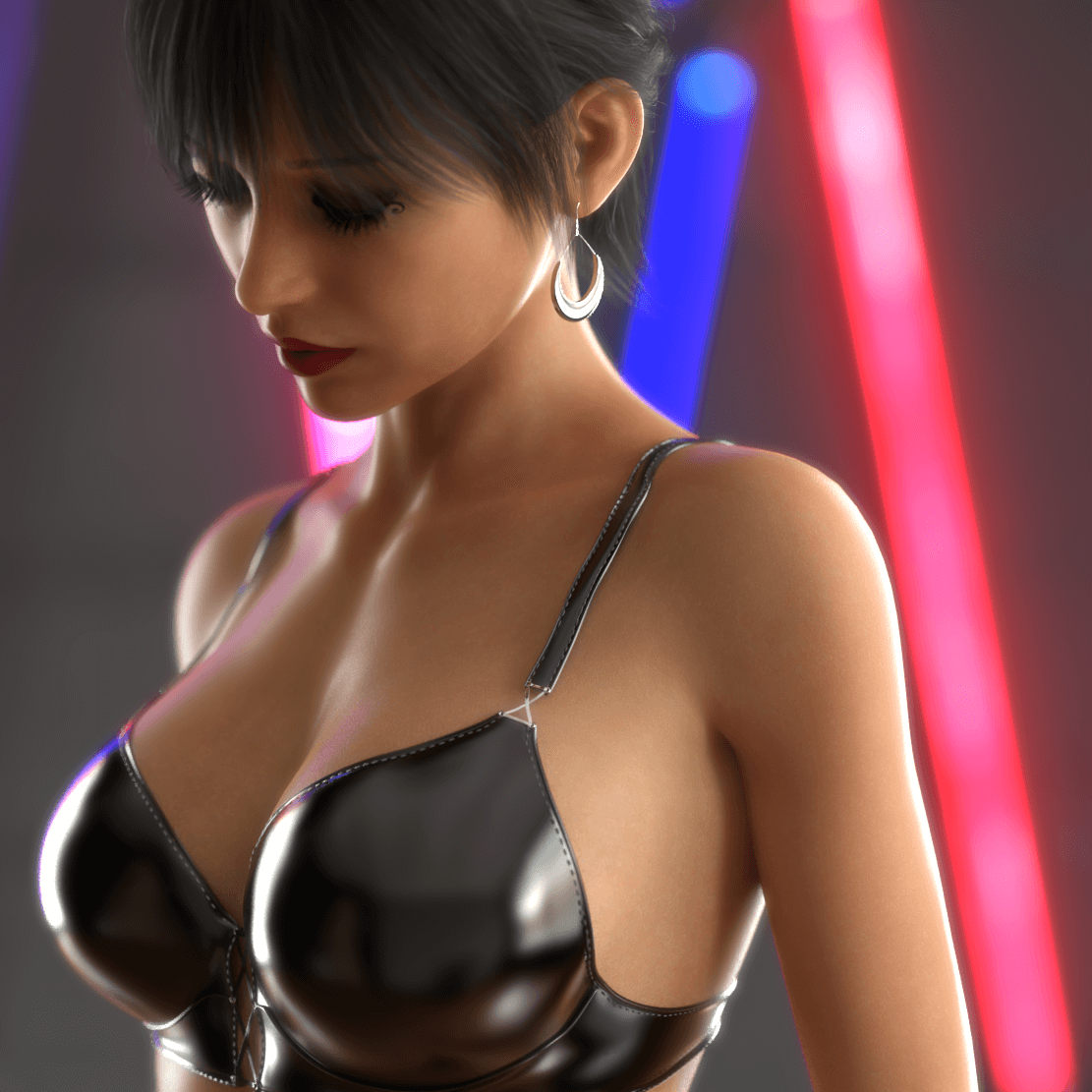 Neon and the moon 3D Render | RenderHub Gallery