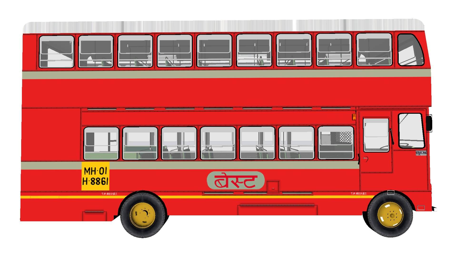 Ashok Leyland Single Cabin Double Decker Bus - 3D Model by SLZ Roadstar