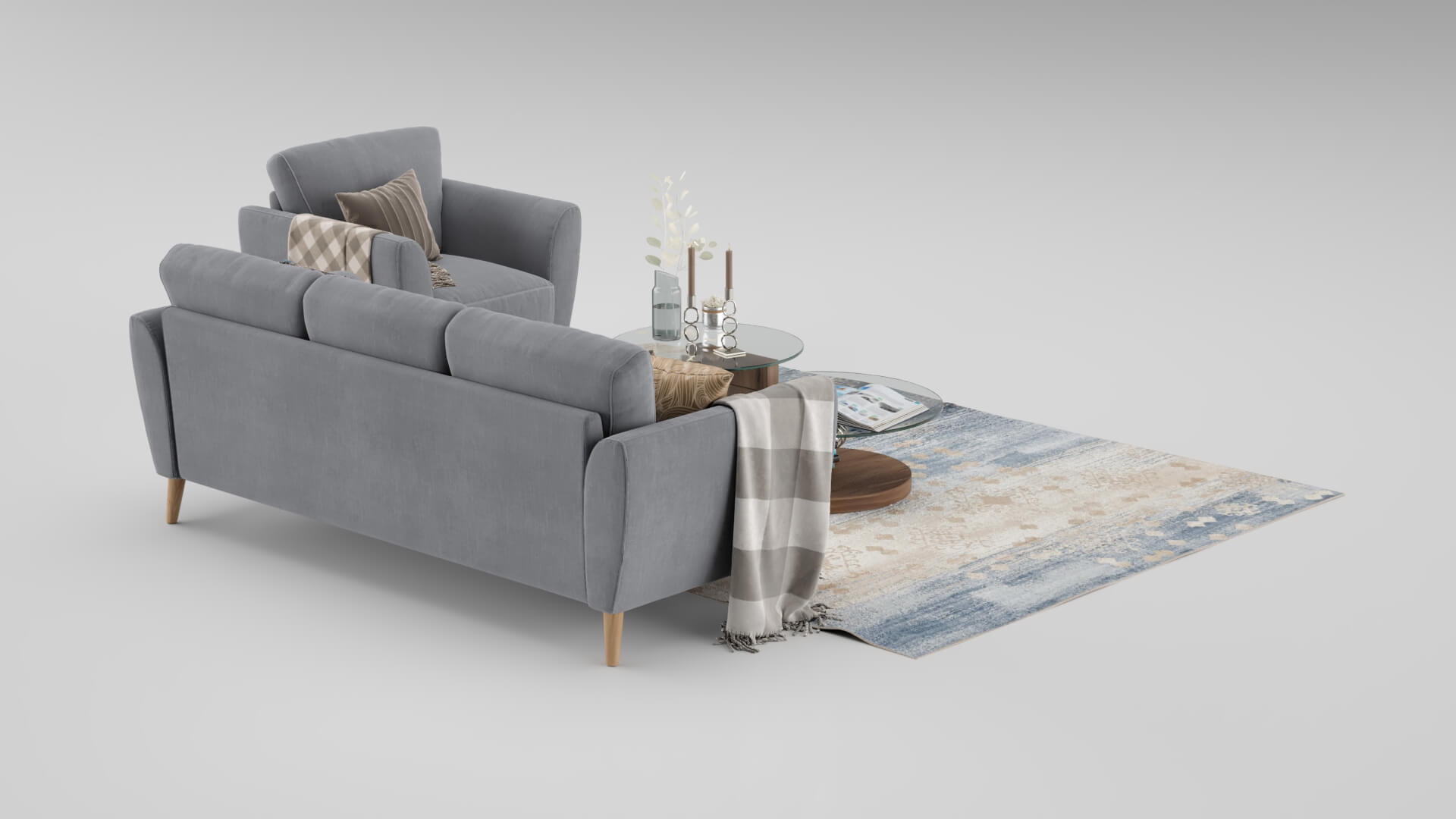 Aria Sofa and Armchair - 3D Model by Smart3DModels
