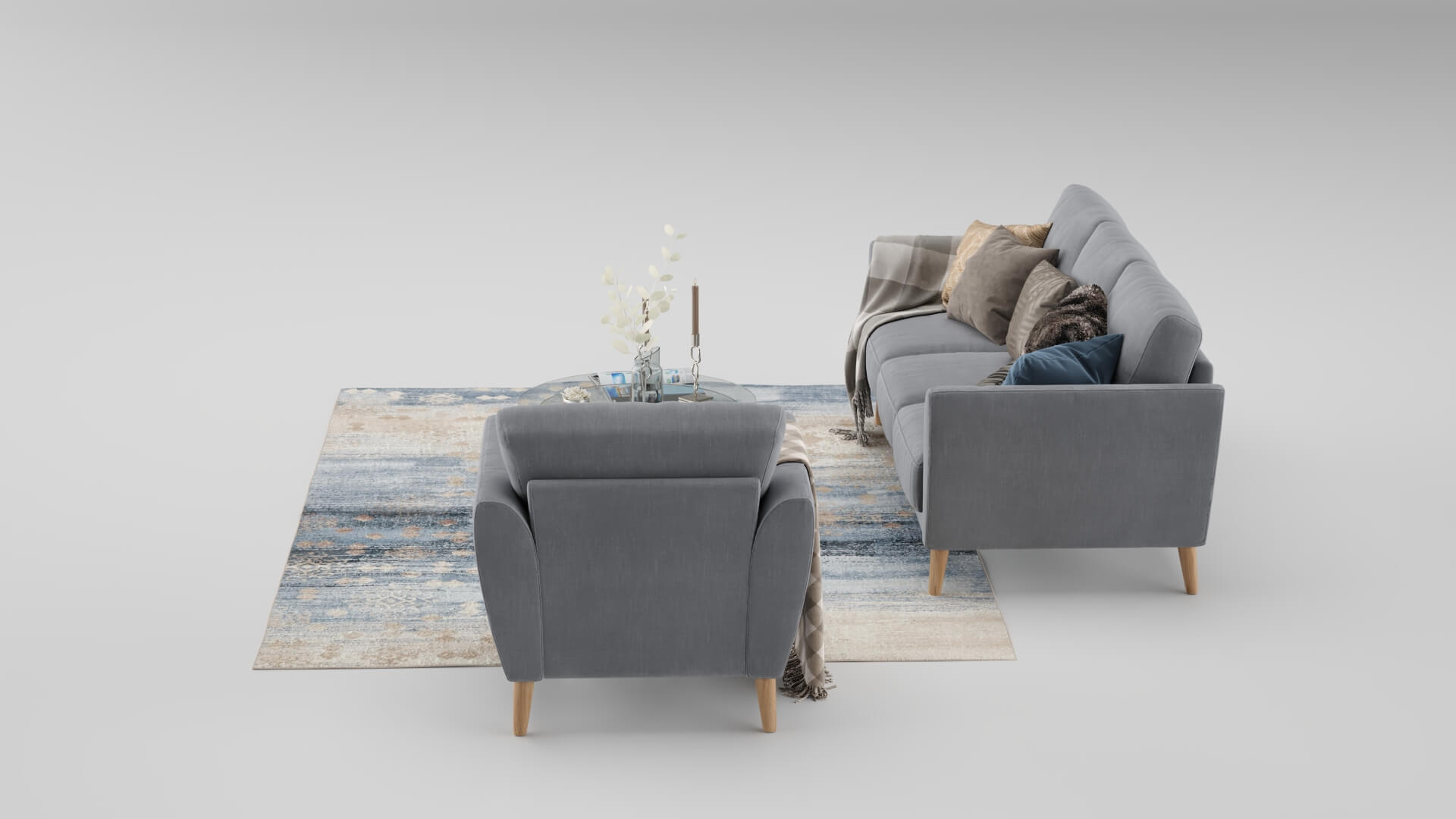 Aria Sofa and Armchair - 3D Model by Smart3DModels