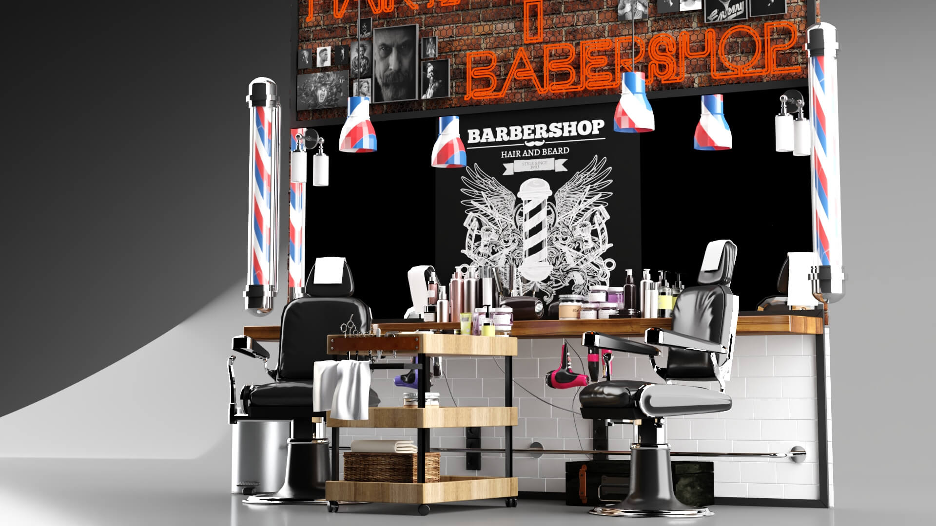 Barber Shoop - 3D Model by Smart3DModels