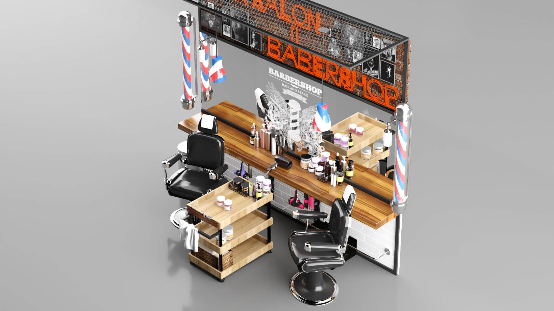 Barber Shoop - 3D Model by Smart3DModels