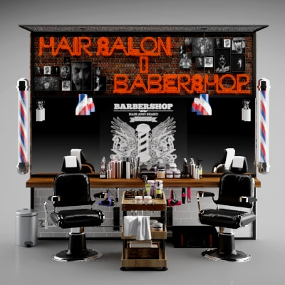 Barber Shoop - 3D Model by Smart3DModels