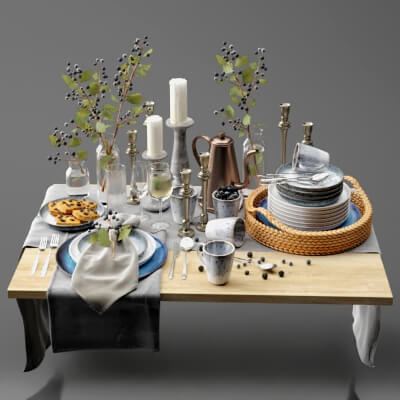 Breakfast Table Set 18 - 3D Model by Smart3DModels