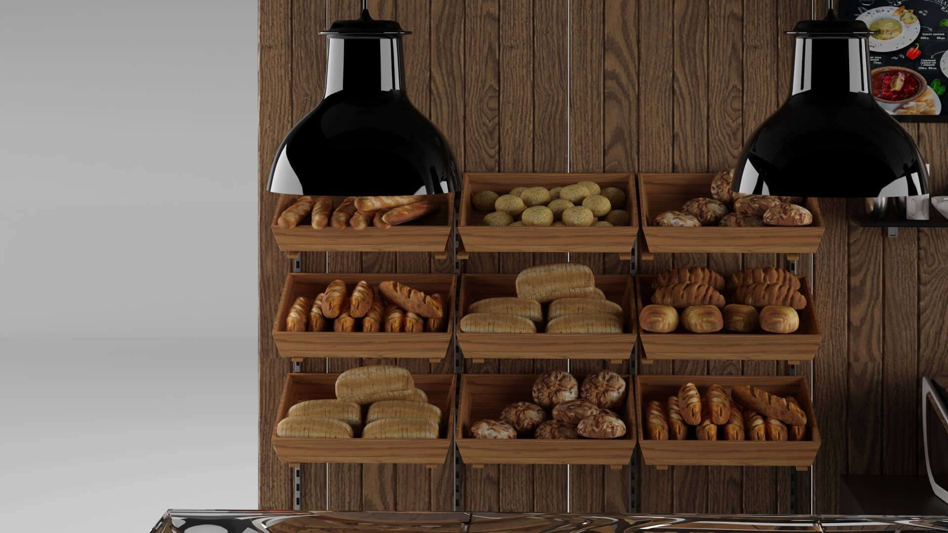 Cafe With Pastries and Desserts - 3D Model by Smart3DModels