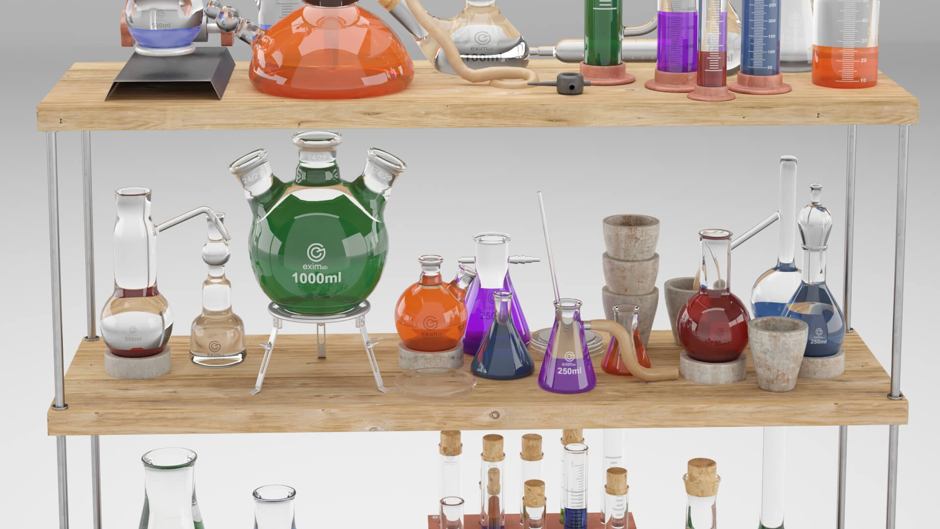 Chemistry Dishes - Laboratory Chemical Glassware 3D Model by Smart3DModels