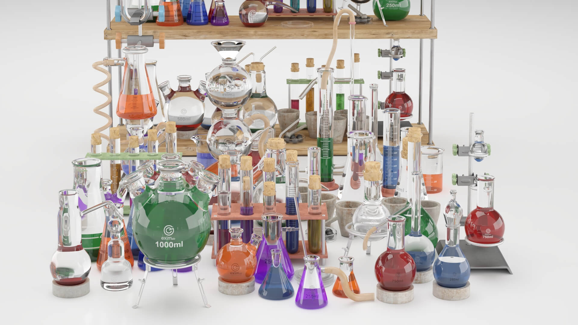Chemistry Dishes - Laboratory Chemical Glassware 3D Model by Smart3DModels