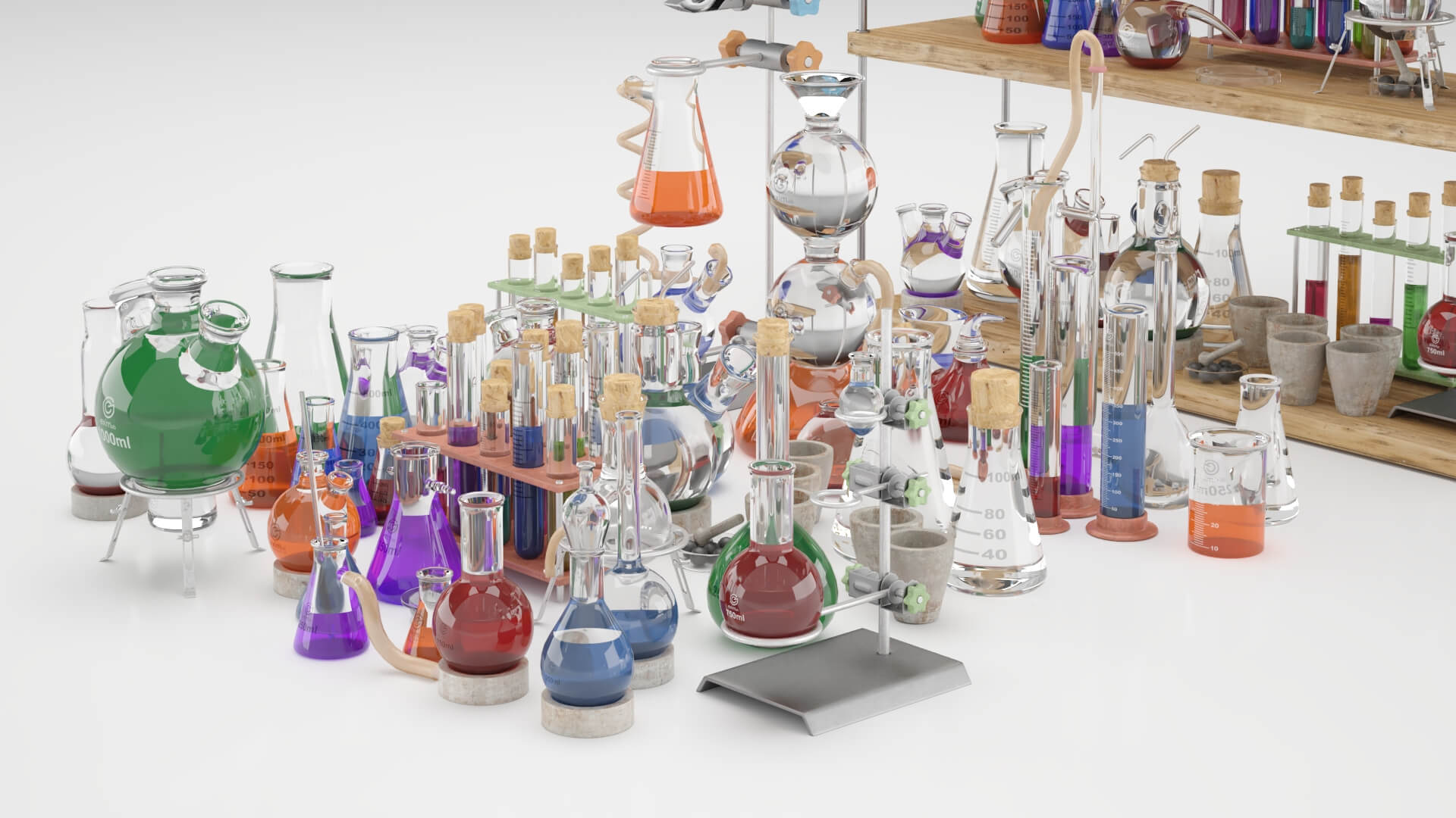 Chemistry Dishes - Laboratory Chemical Glassware 3D Model by Smart3DModels