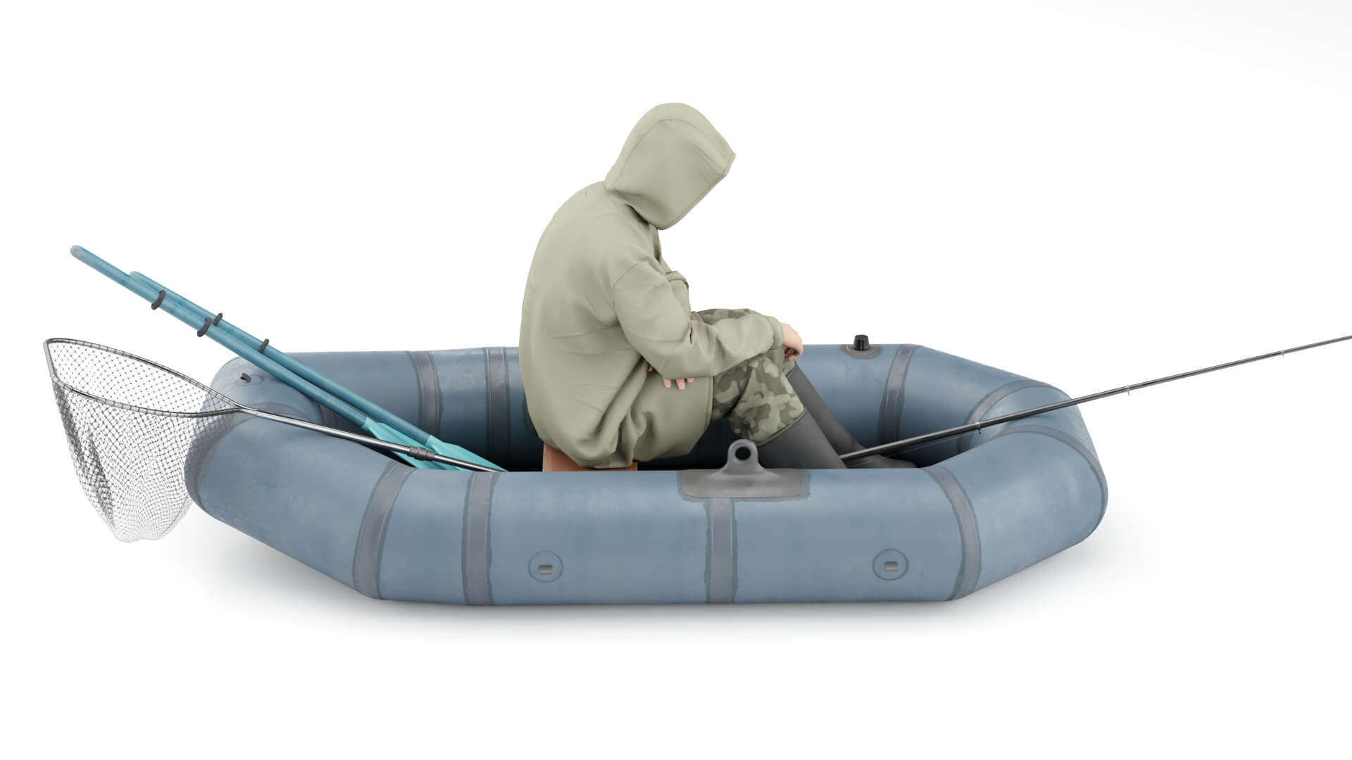 Fisherman in a Boat - 3D Model by Smart3DModels