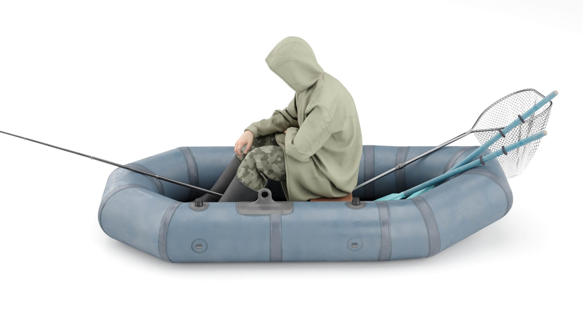 Fisherman in a Boat - 3D Model by Smart3DModels