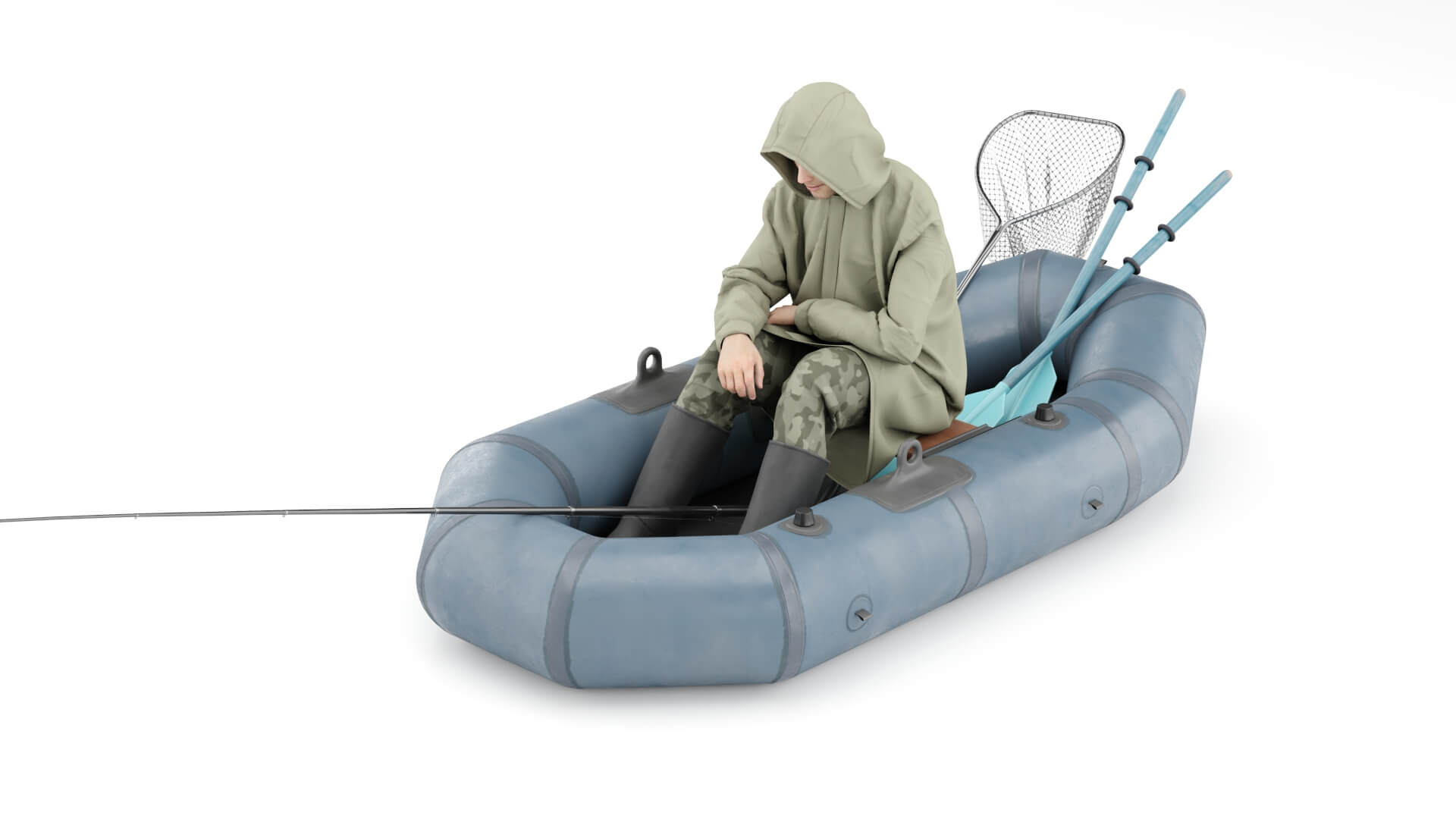 Fisherman in a Boat - 3D Model by Smart3DModels